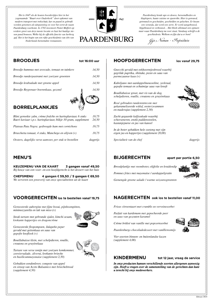 Restaurantmenu - Paardenburg - High tea, lunch, diner, events ...